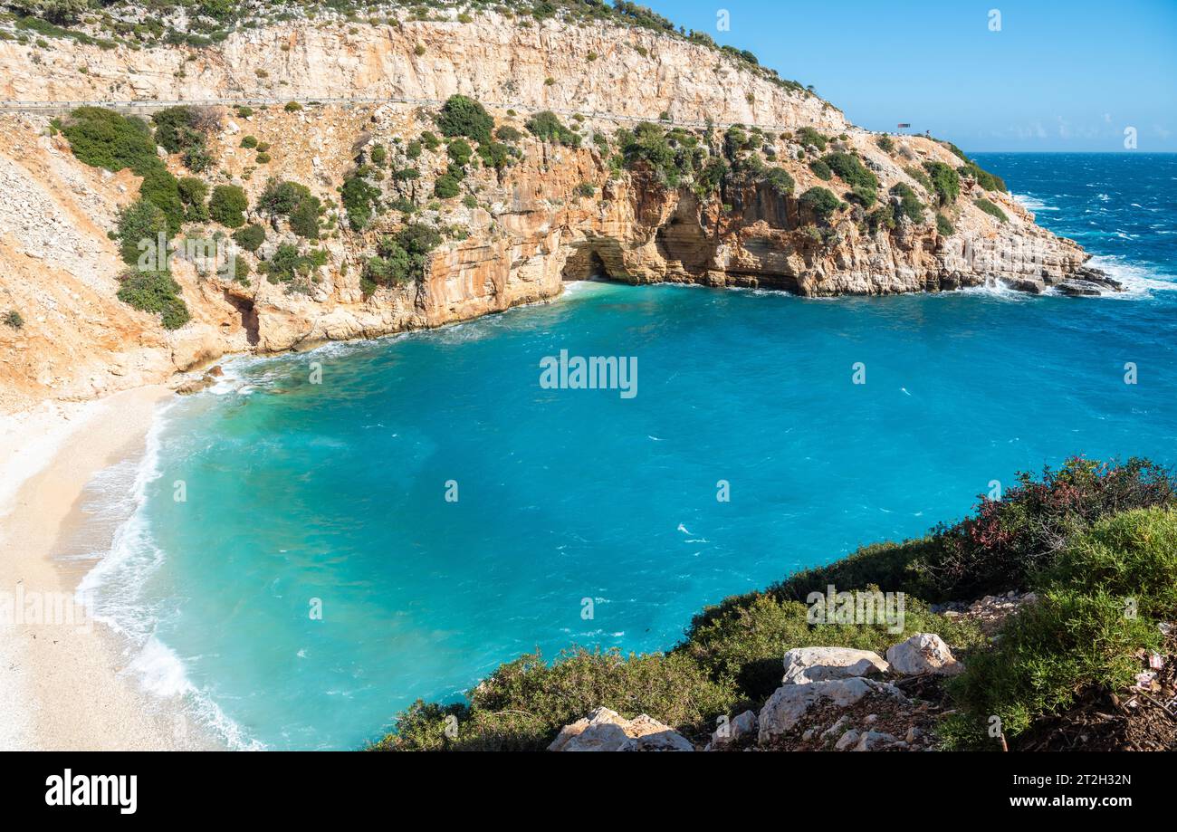 Beach in Magarali Koy bay area near Finike town in Antalya province of ...