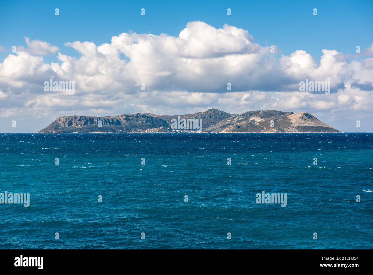 View of Greek island Kastellorizo (officially known as Megisti, or Meis ...
