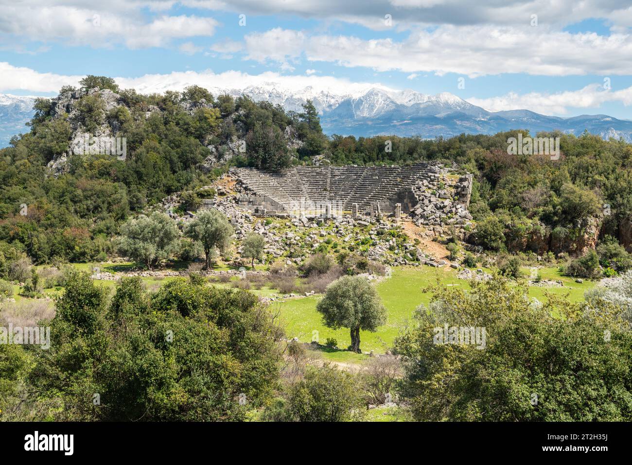 Landscape at Pinara ancient site in Mugla province of Turkey with a ...