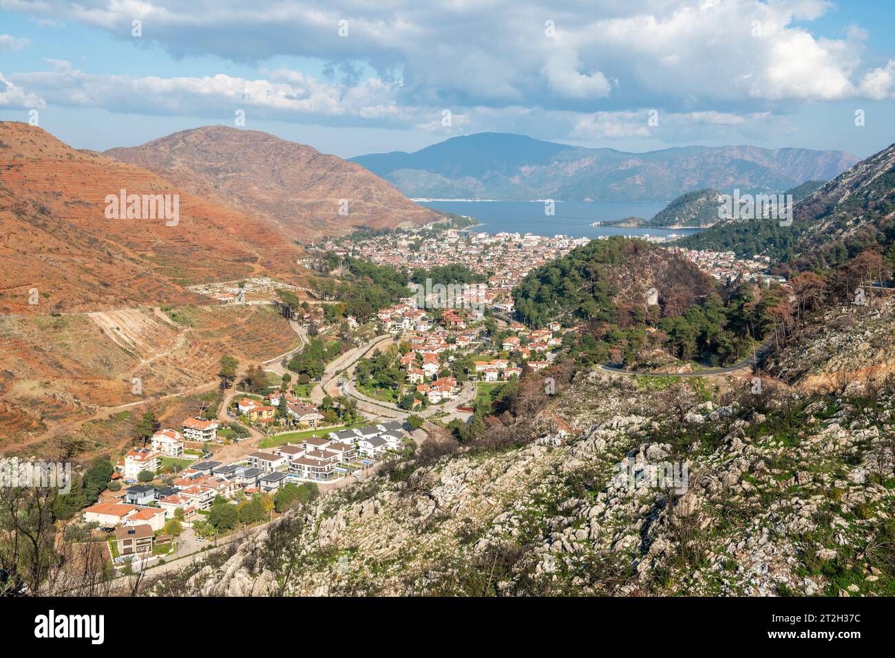 View over Icmeler, a suburb of Marmaris resort town in Mugla province ...