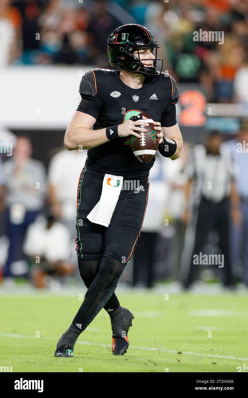 Miami Hurricanes quarterback Tyler Van Dyke (9) drops back to pass ...