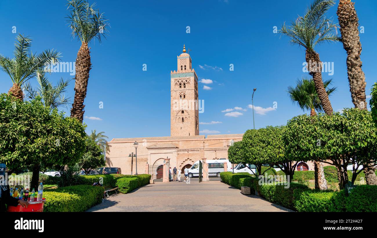 Koutoubia Mosque located at Marrakesh medina quarter. It is the largest ...