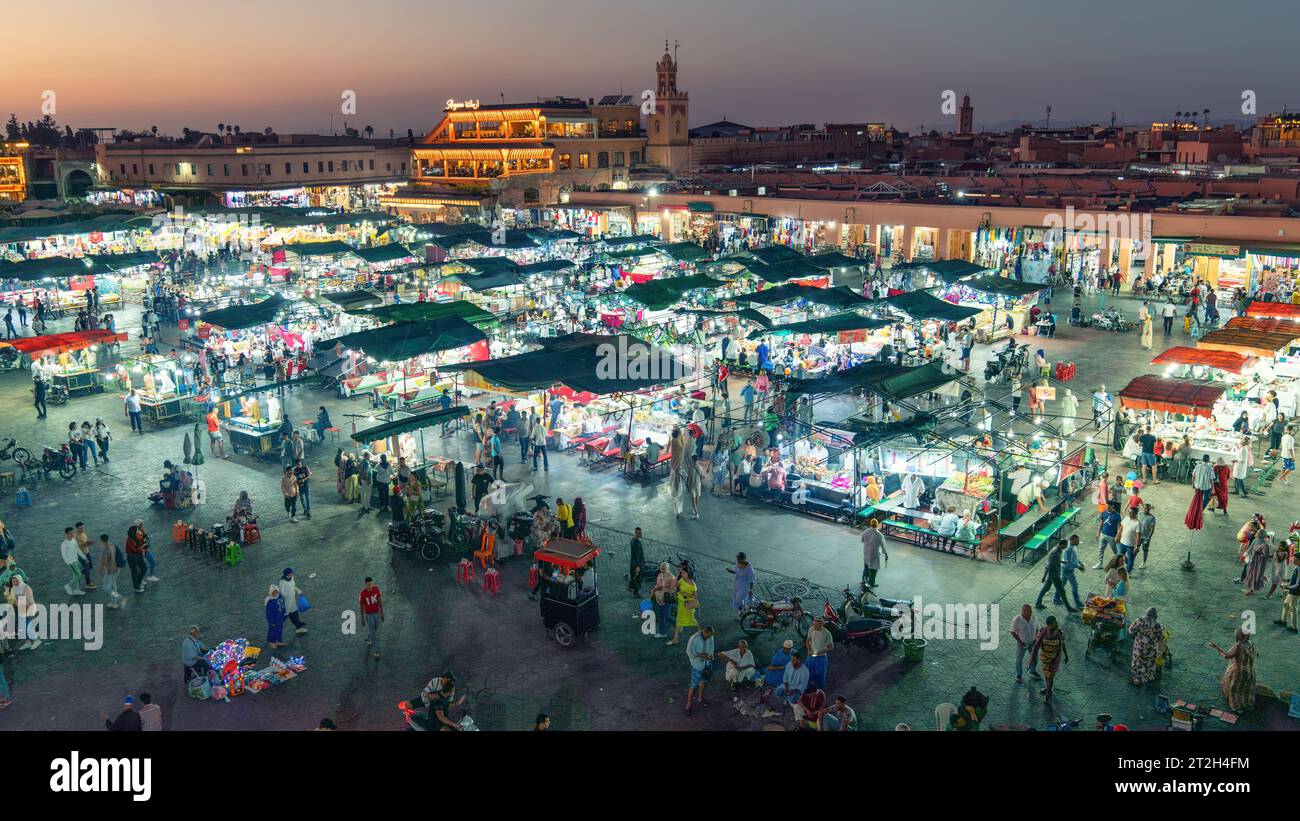 Marrakesh, Morocco - 15 September 2022: Jemaa el Fnaa square in the old ...