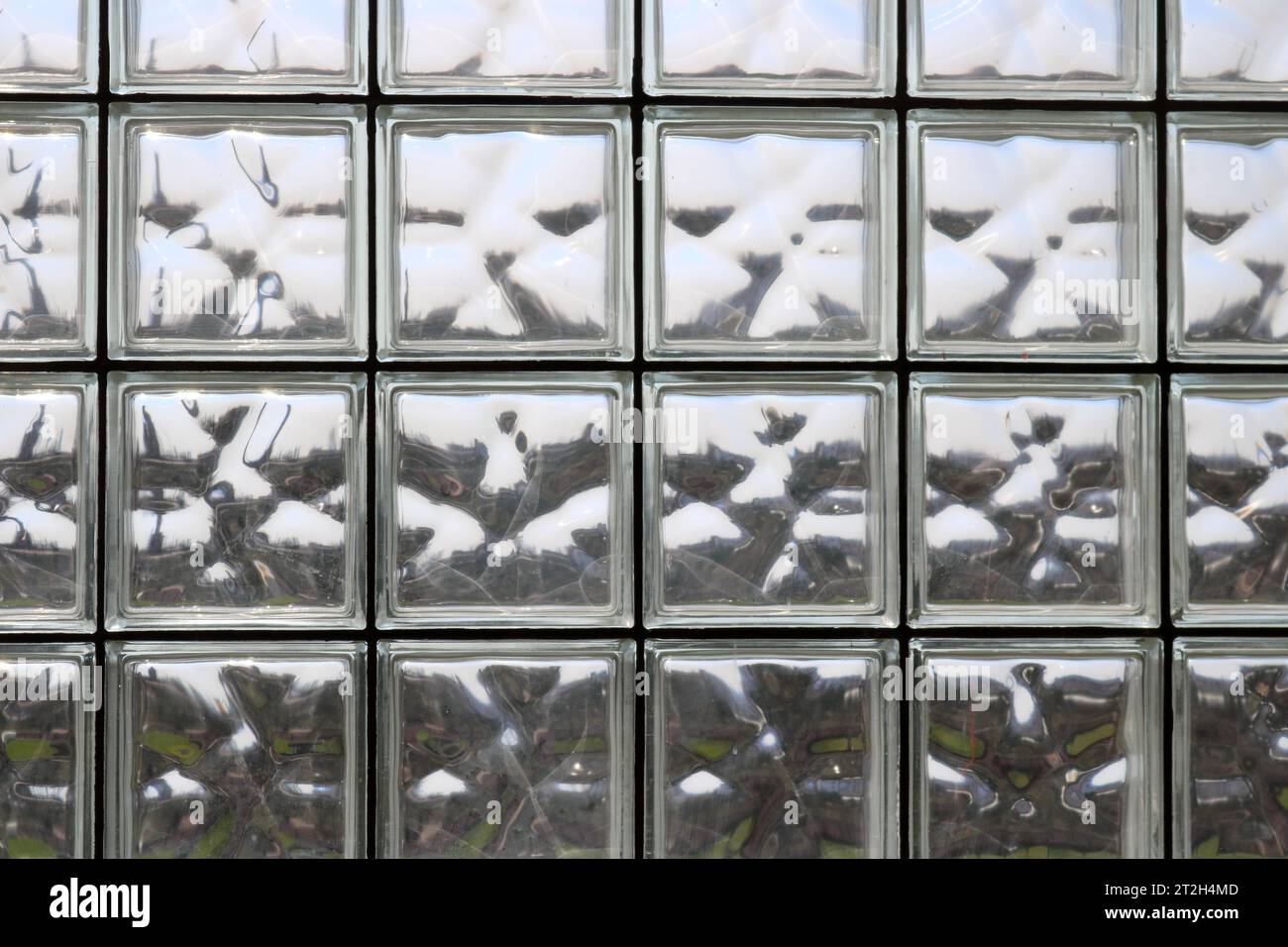 Texture of many shiny transparent beautiful square thick glass tiles ...