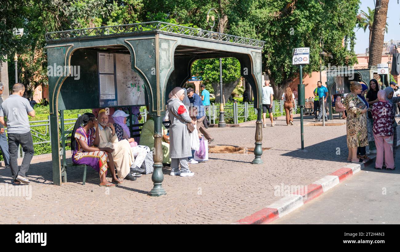 Marrakech, Morocco - 15 September 2022: Local Moroccan people waiting ...