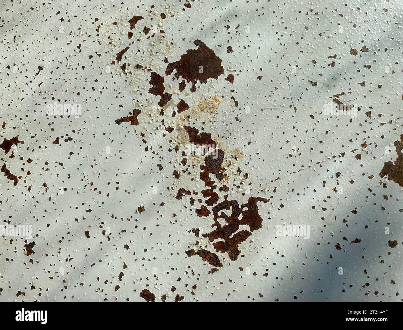 Light green faded old scratched brutal iron rusty sheet of metal ...