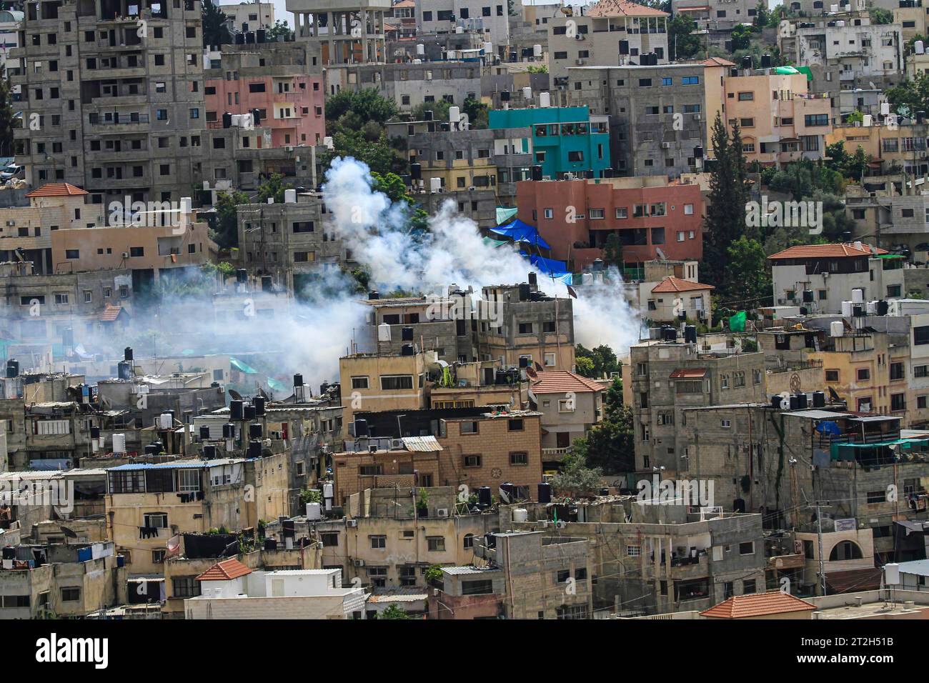 Heavy smoke seen rising from several buildings in Nour Shams ...