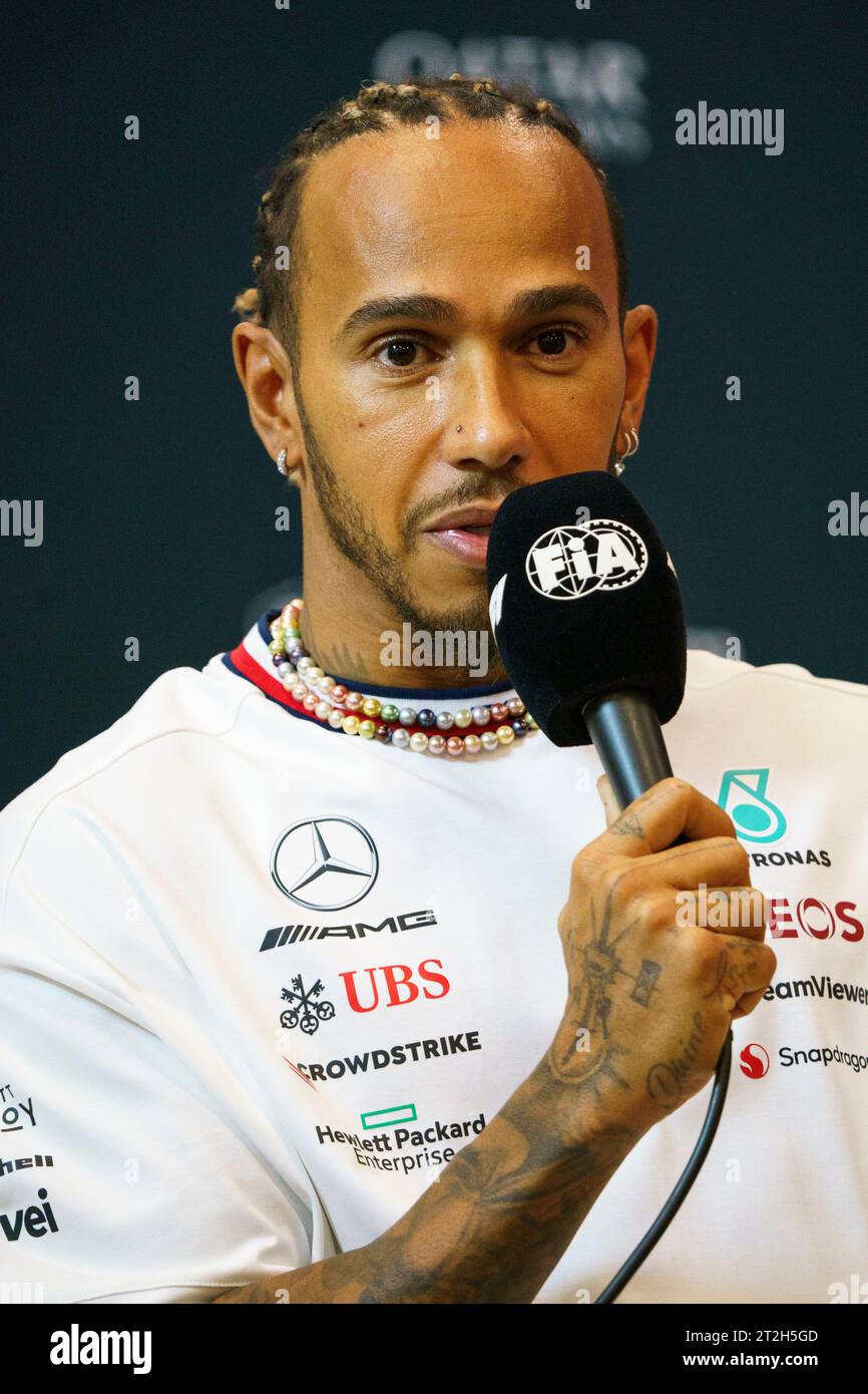 Austin, United States. 19th Oct, 2023. British Formula One driver Lewis ...