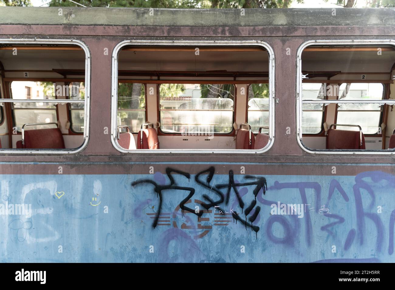 Abandoned Rack Railway Train in Diakopto Greece Stock Photo - Alamy