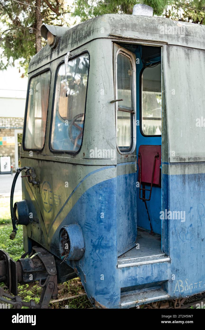 Abandoned Rack Railway Train in Diakopto Greece Stock Photo - Alamy
