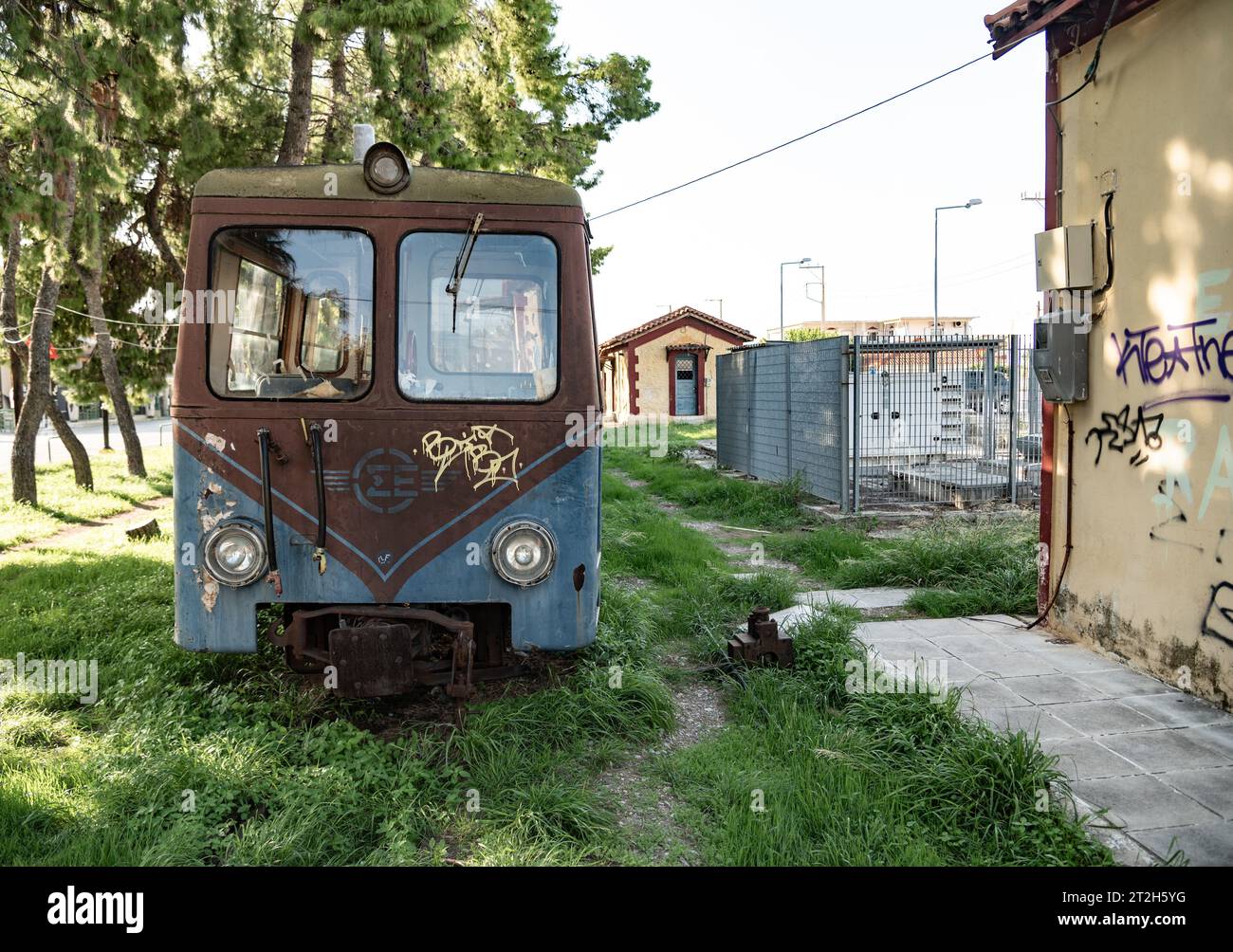 Abandoned Rack Railway Train in Diakopto Greece Stock Photo - Alamy