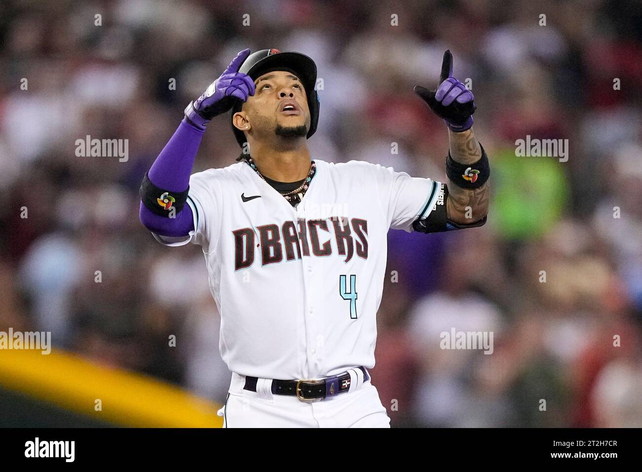 Arizona Diamondbacks' Ketel Marte celebrates after a double against the ...