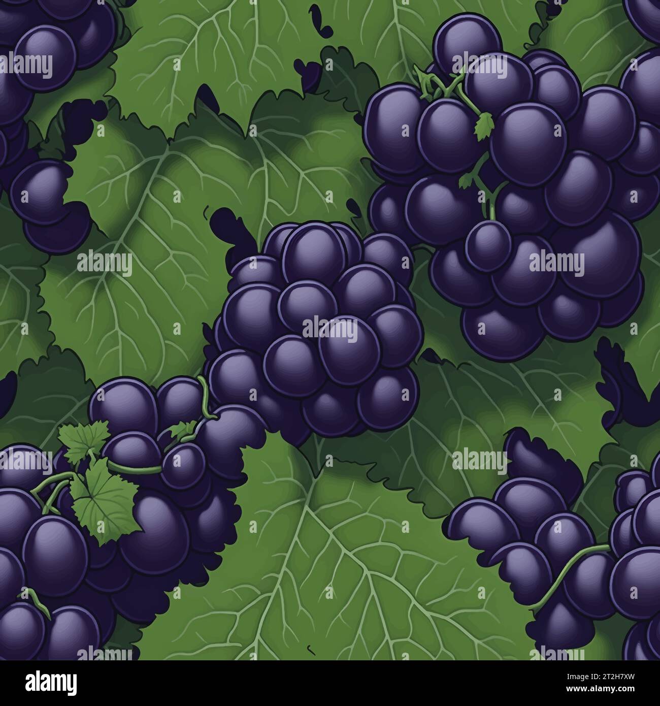 Grape Pattern With Leaves Vector Stock Vector Image & Art - Alamy