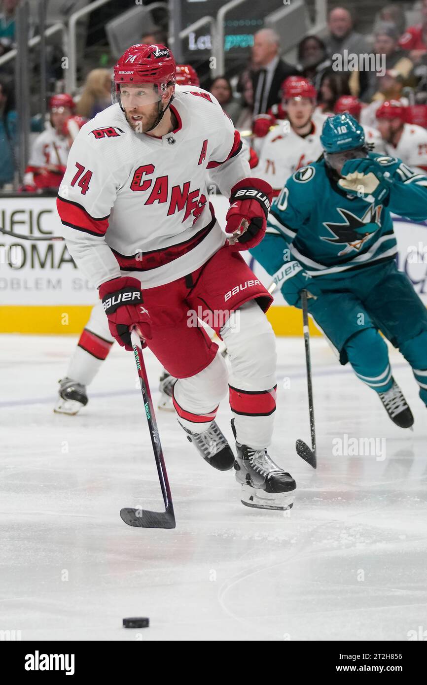 Carolina Hurricanes defenseman Jaccob Slavin during an NHL hockey game ...