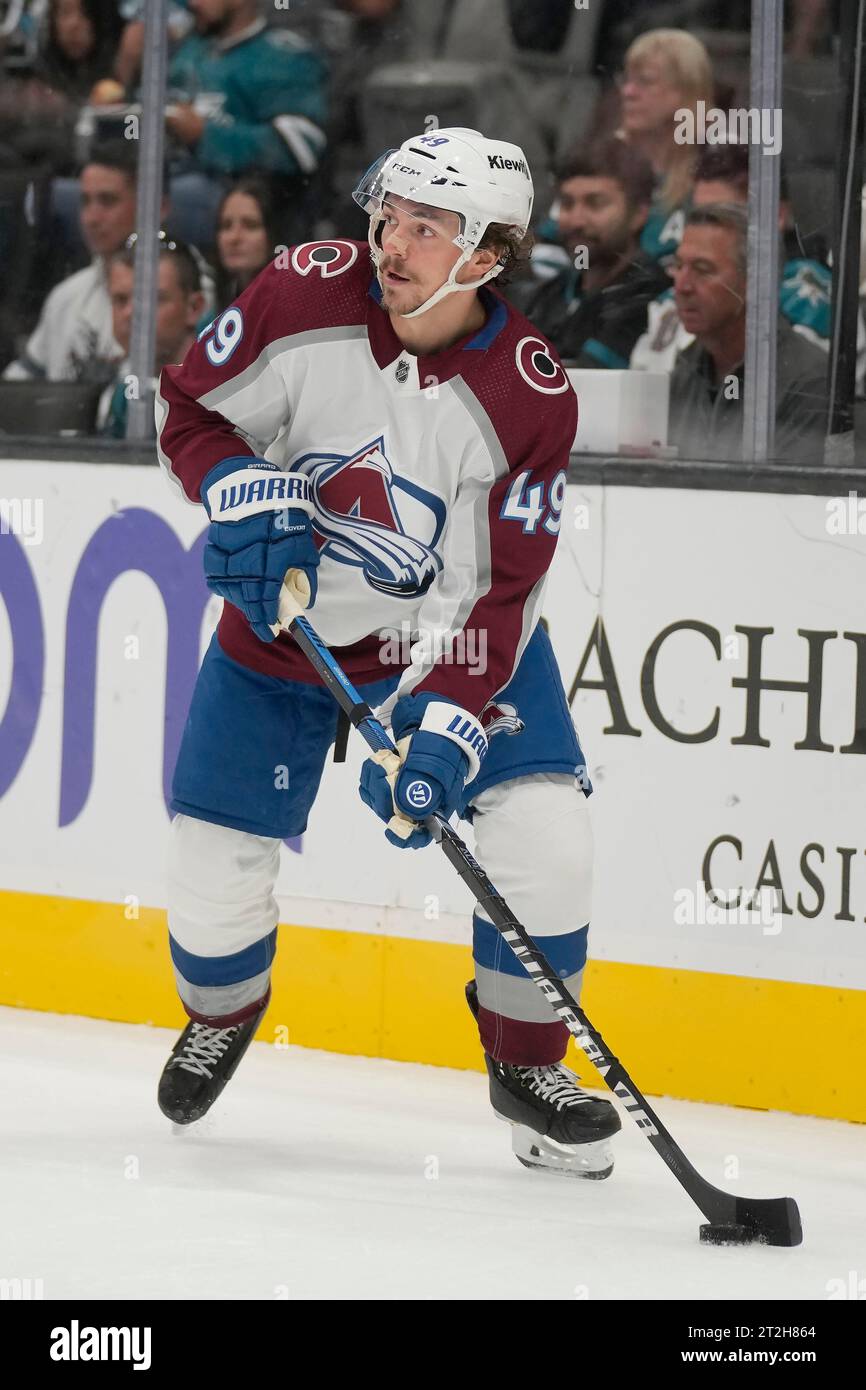 Colorado Avalanche defenseman Samuel Girard (49) during an NHL hockey ...