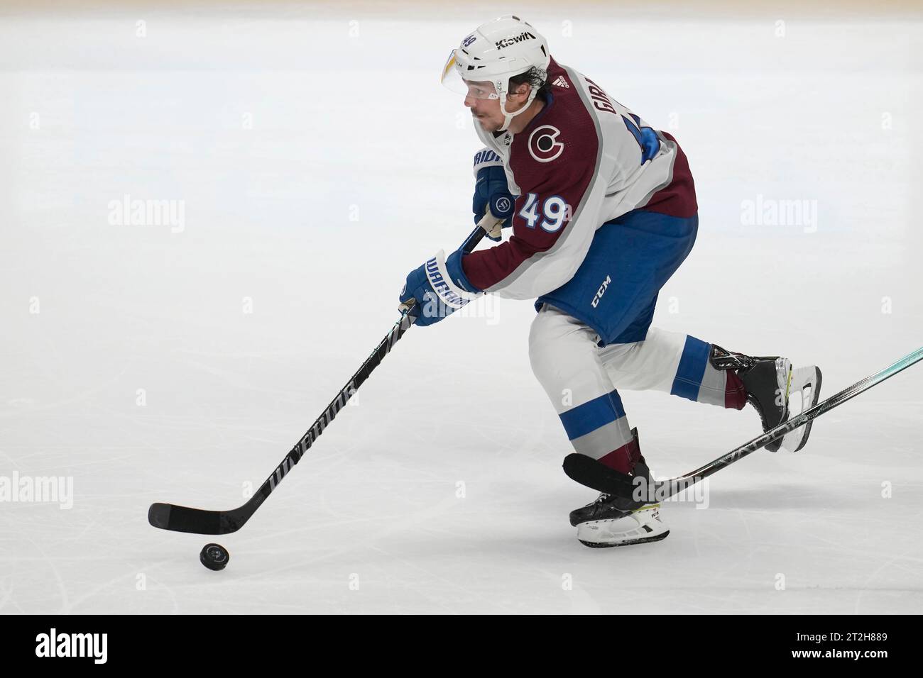 Colorado Avalanche defenseman Samuel Girard (49) during an NHL hockey ...