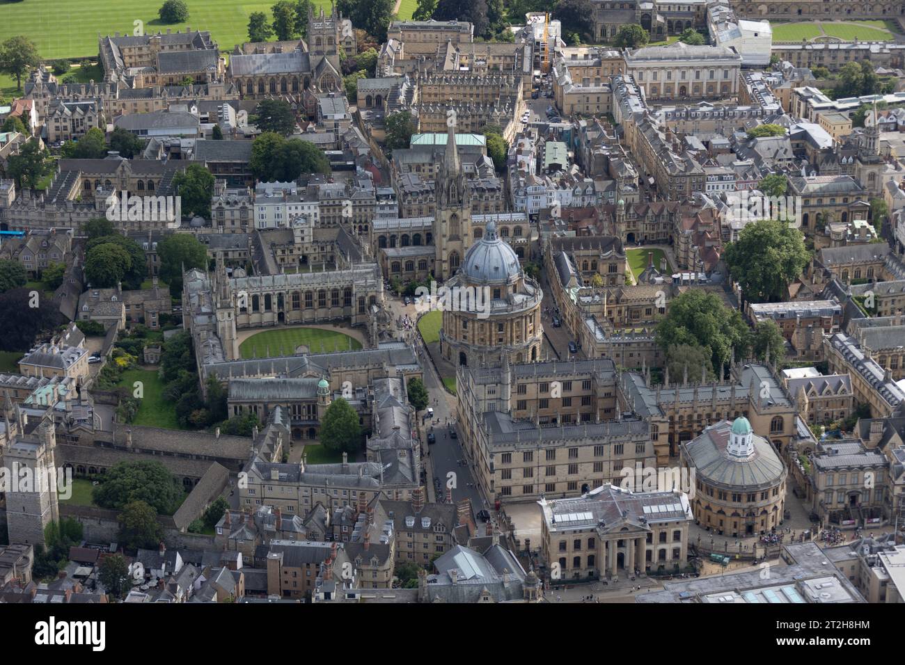 Aerial view of the city of Oxford, it's limestone, neoclassical and ...