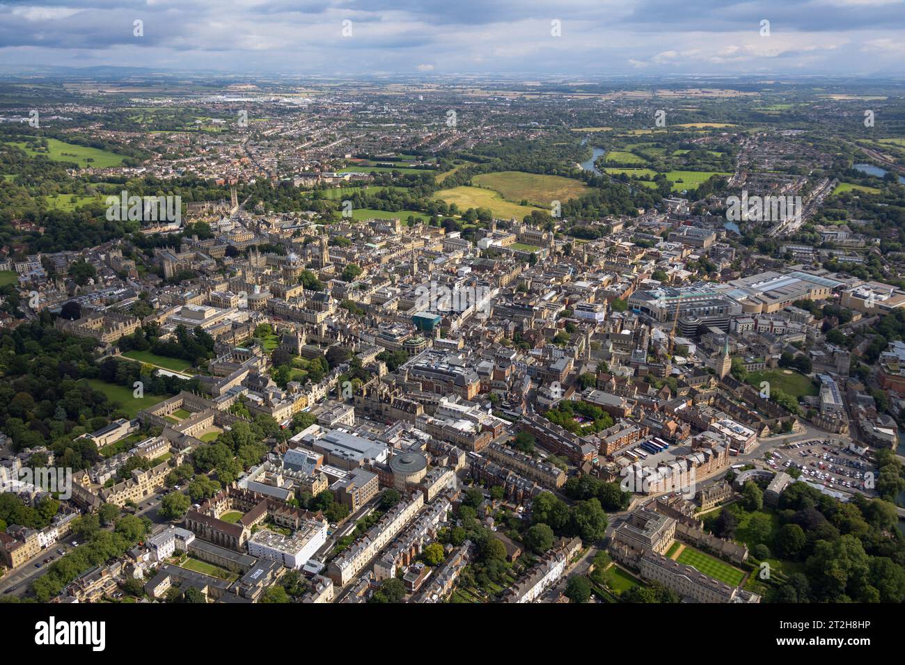 Aerial view of the city of Oxford, it's limestone, neoclassical and ...