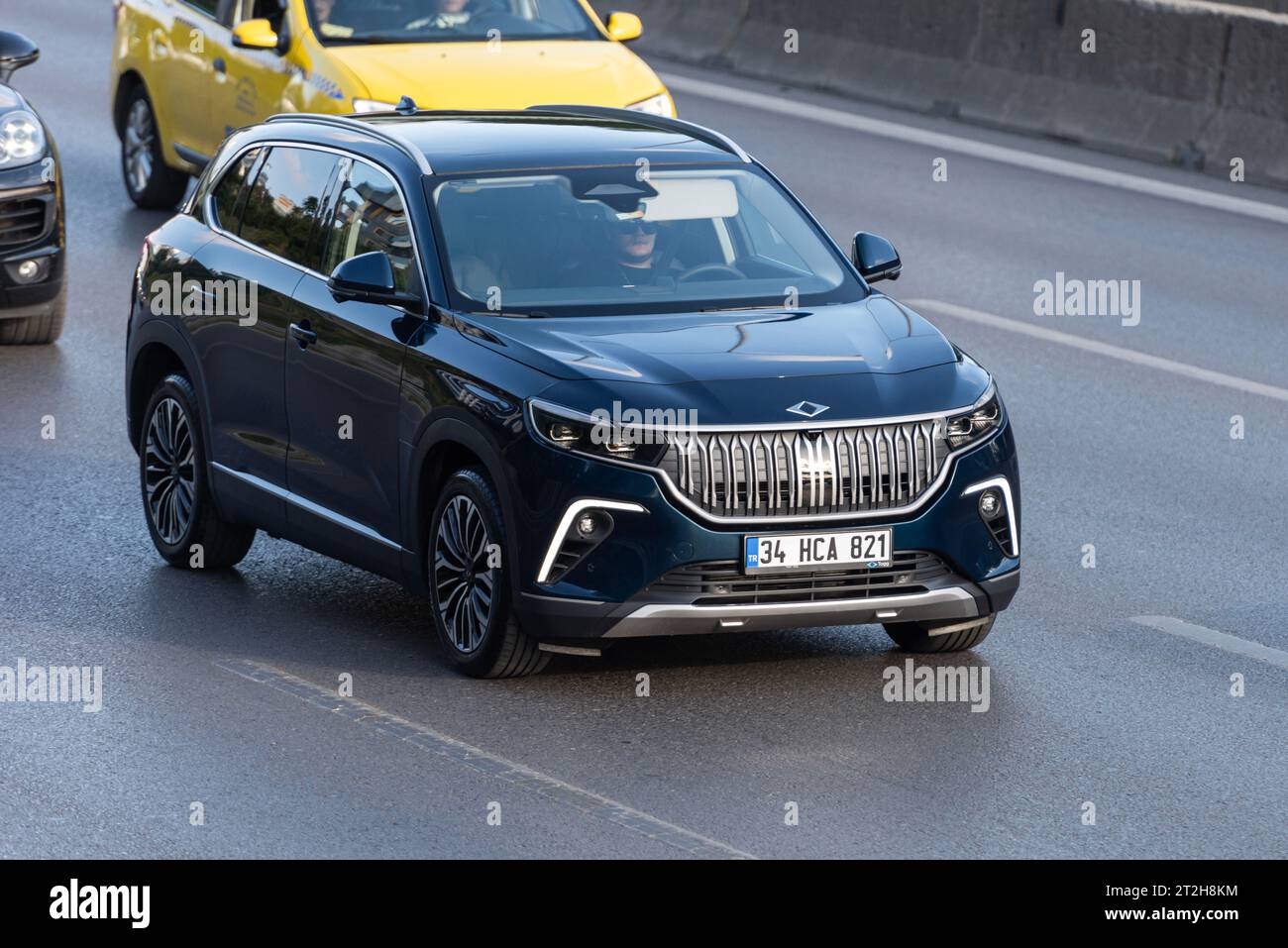 ISTANBUL, TURKEY - SEPTEMBER 17, 2023: TOGG T10X car on the highway ...