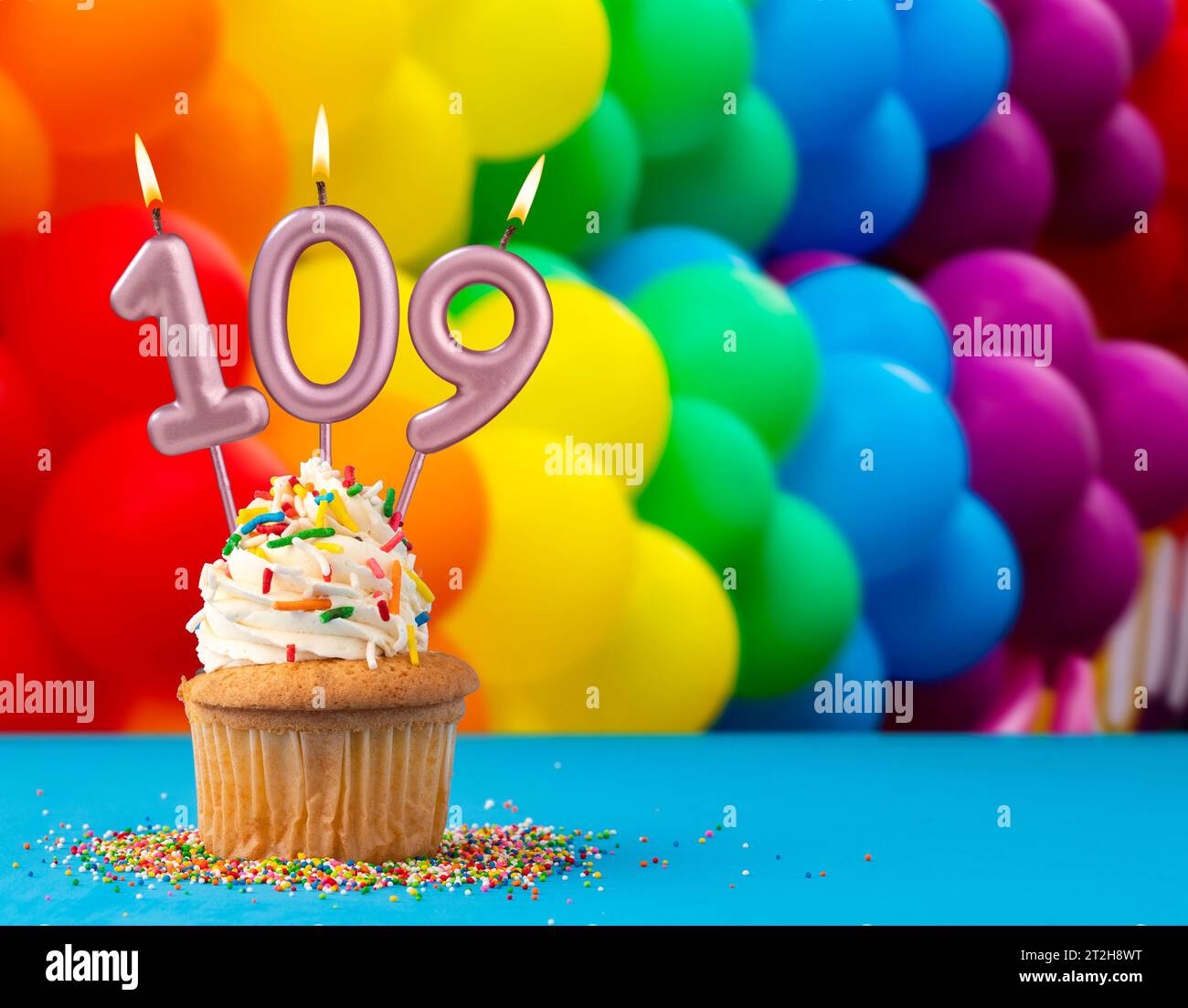 Birthday candle number 109 - Invitation card with balloons in colors of ...