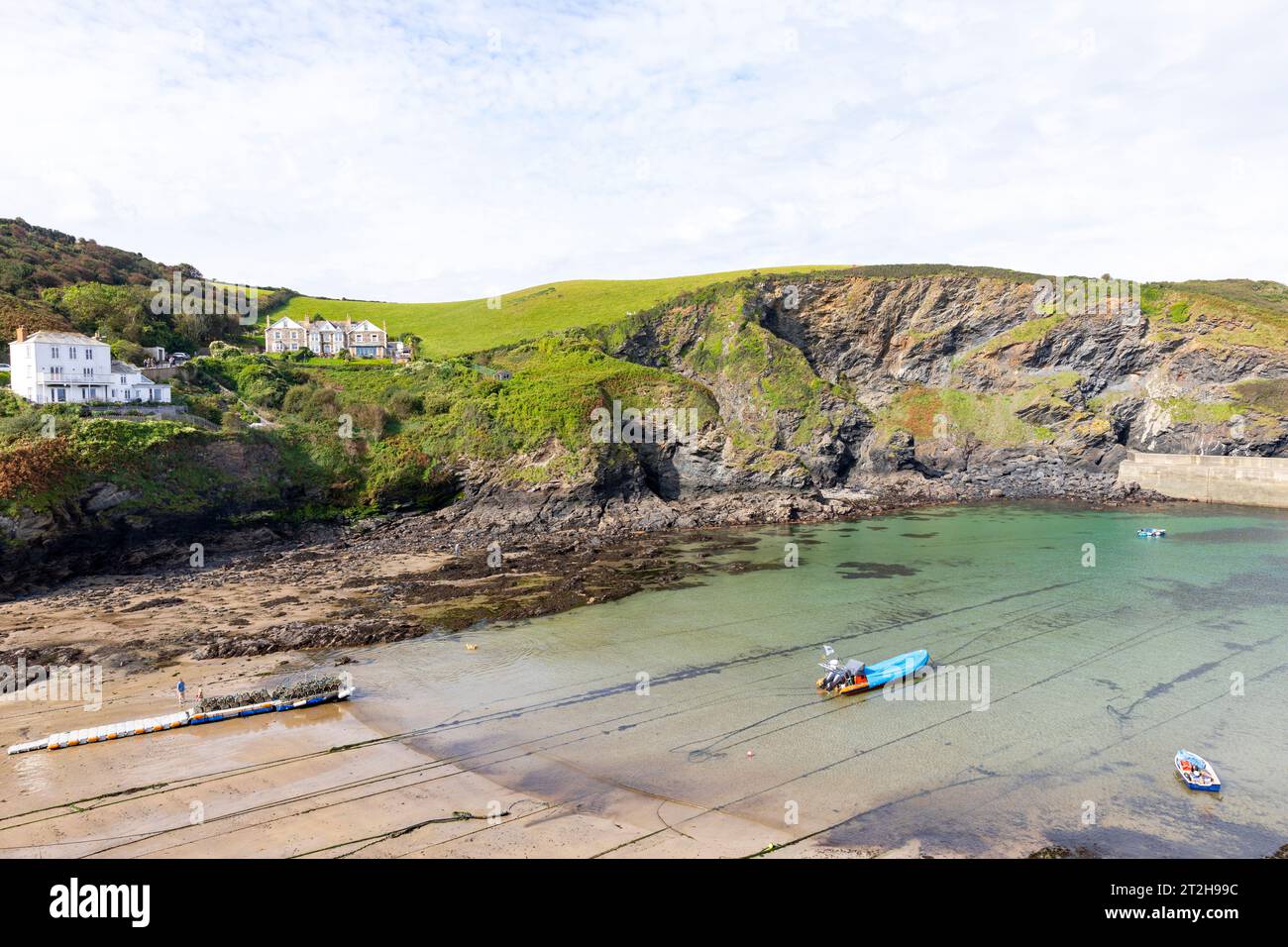Sept 2023, Port Isaac Cornwall view of the picturesque harbour and ...