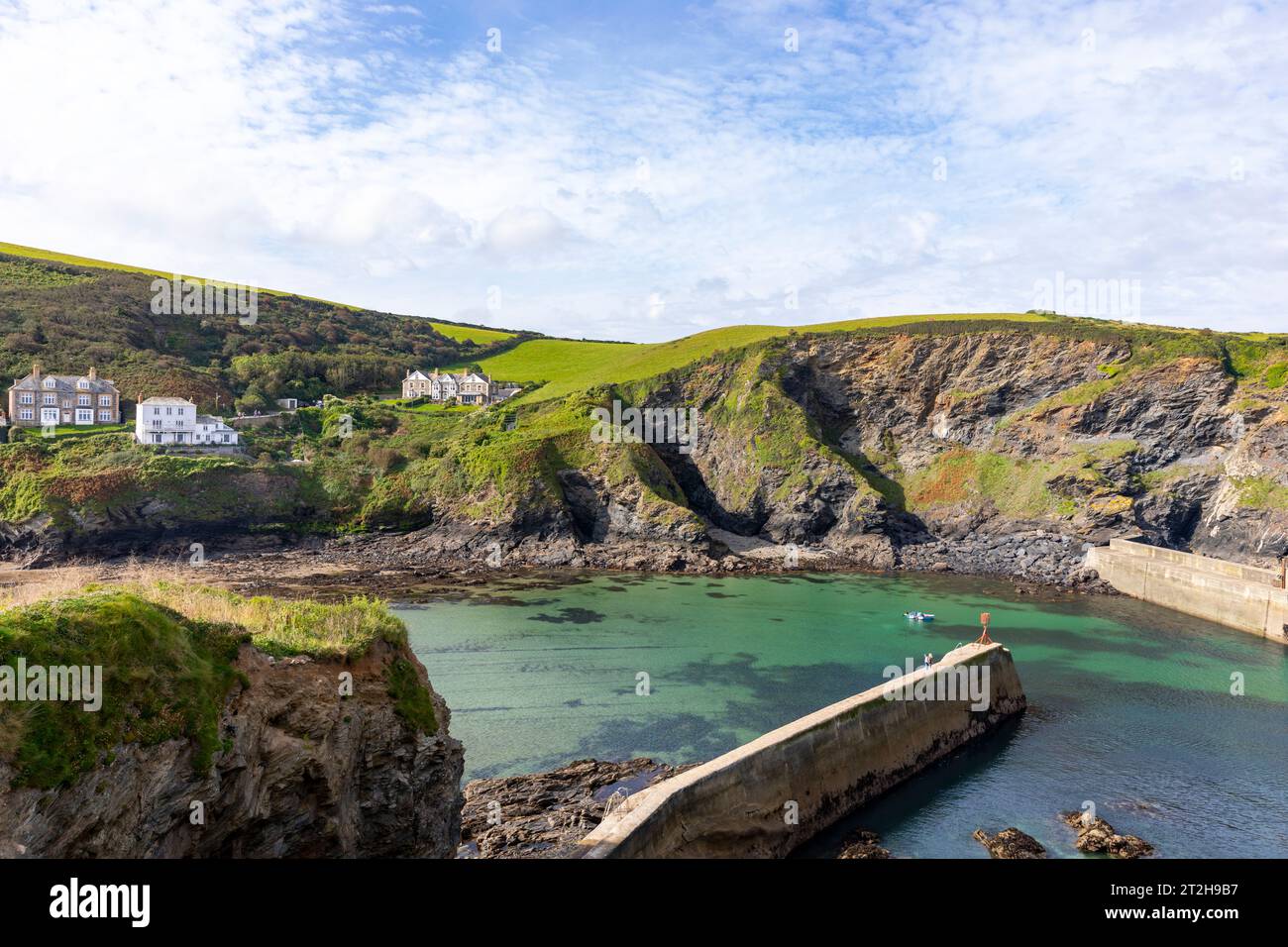 Sept 2023, Port Isaac Cornwall view of the picturesque harbour and ...