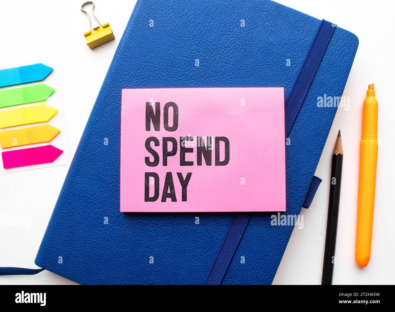 No Spend Day calendar reminder. Money saving concept Stock Photo - Alamy