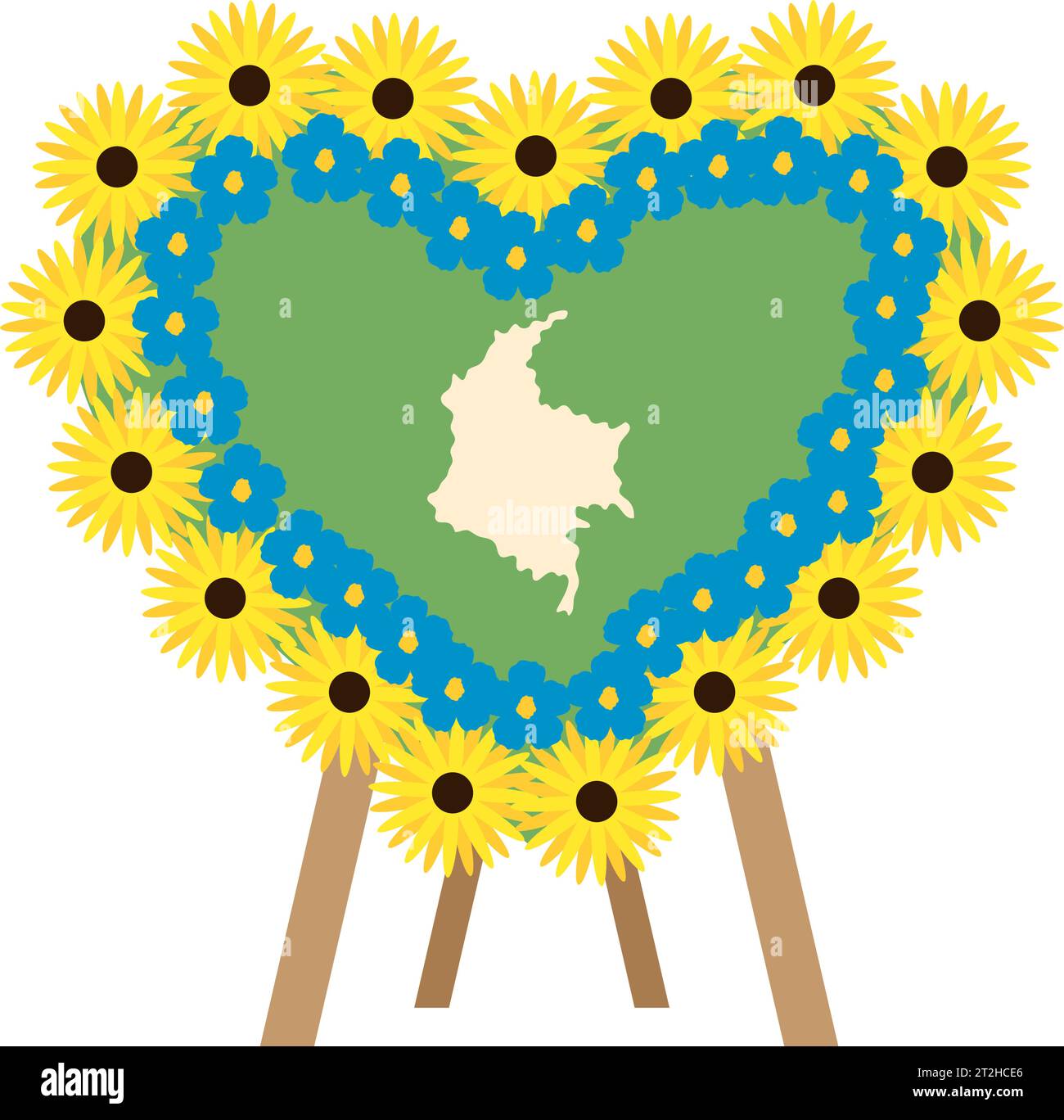 flowers fair silleta with colombian map in heart shape Stock Vector ...