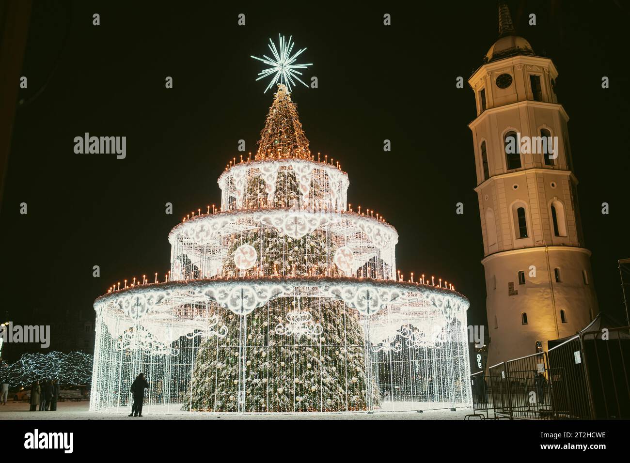 Decorated and illuminated Christmas tree on the Cathedral Square at ...