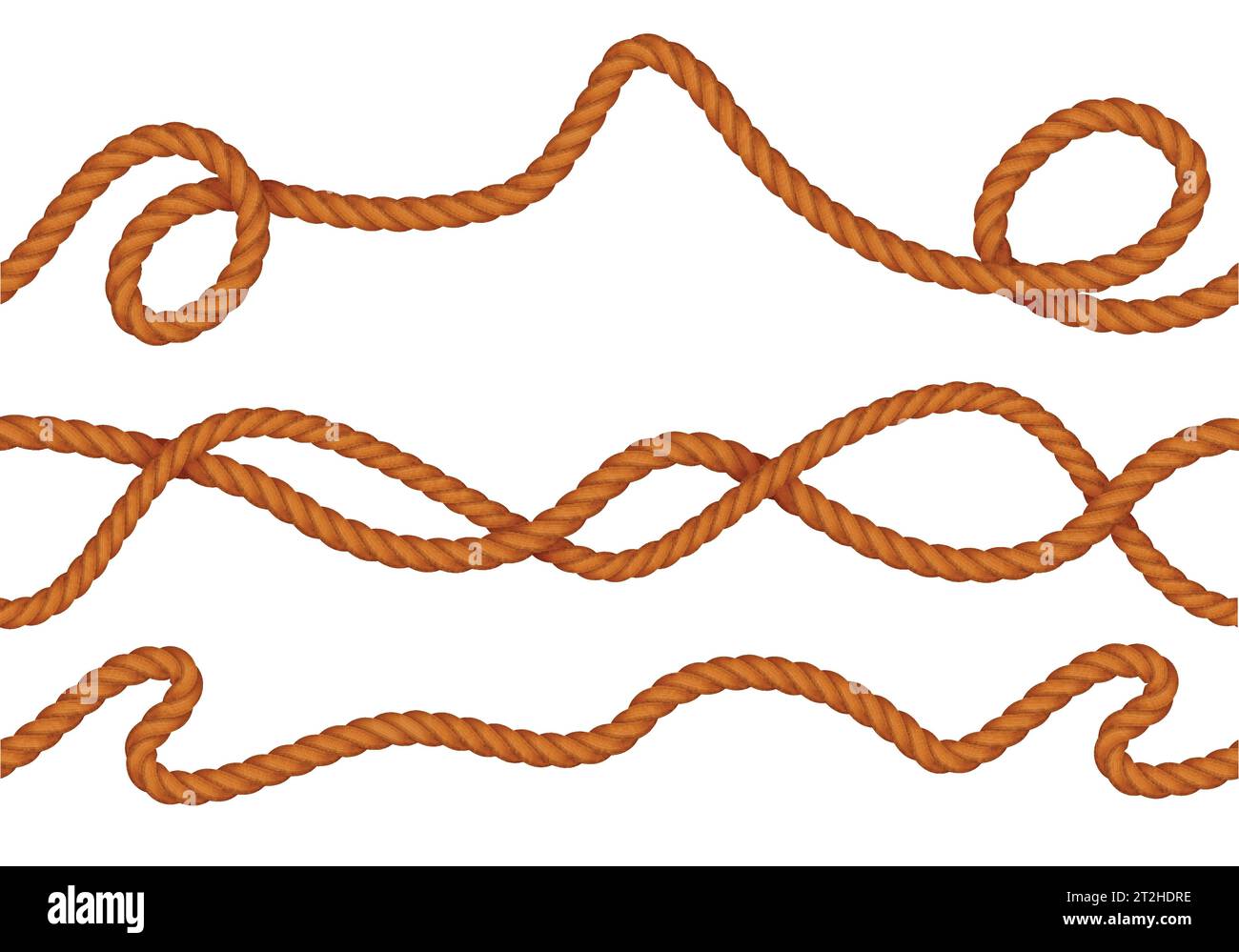 Realistic seamless pattern made up of curve jute hemp or silk ropes at ...