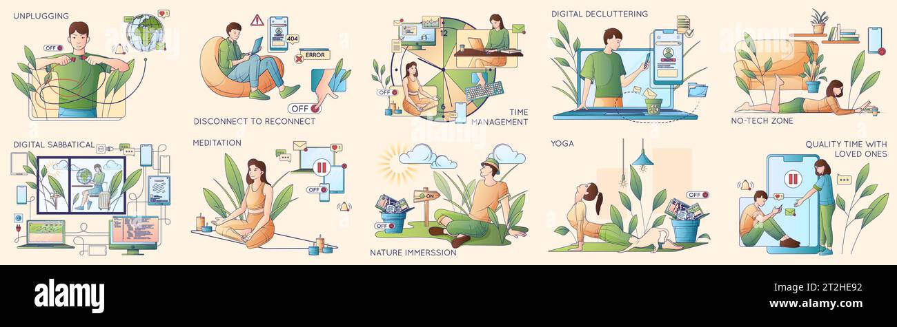 Digital detoxing Stock Vector Images - Alamy