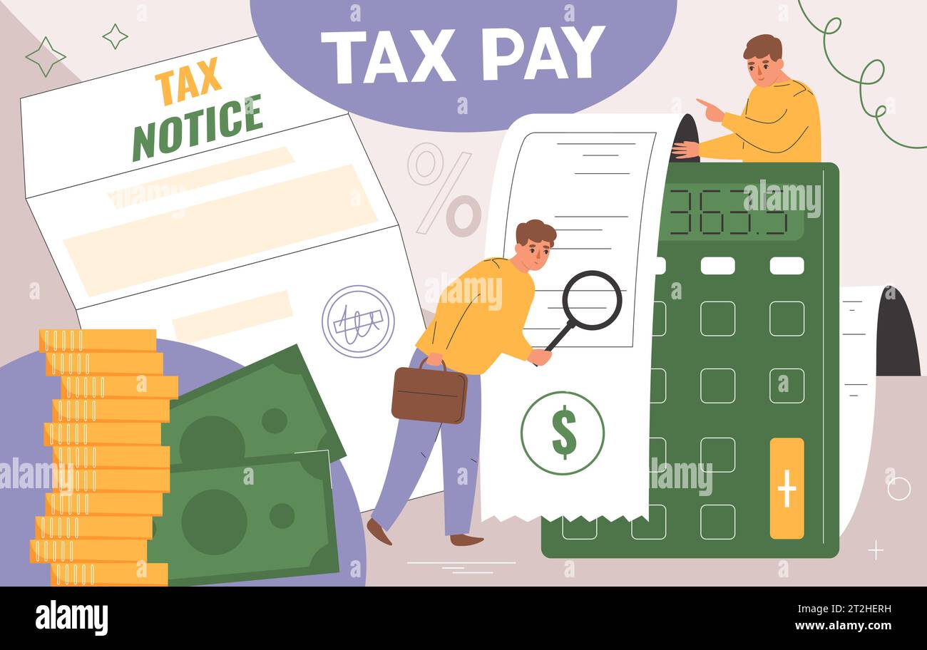 Tax pay flat collage with finance bills and receipts vector illustration Stock Vector Image ...