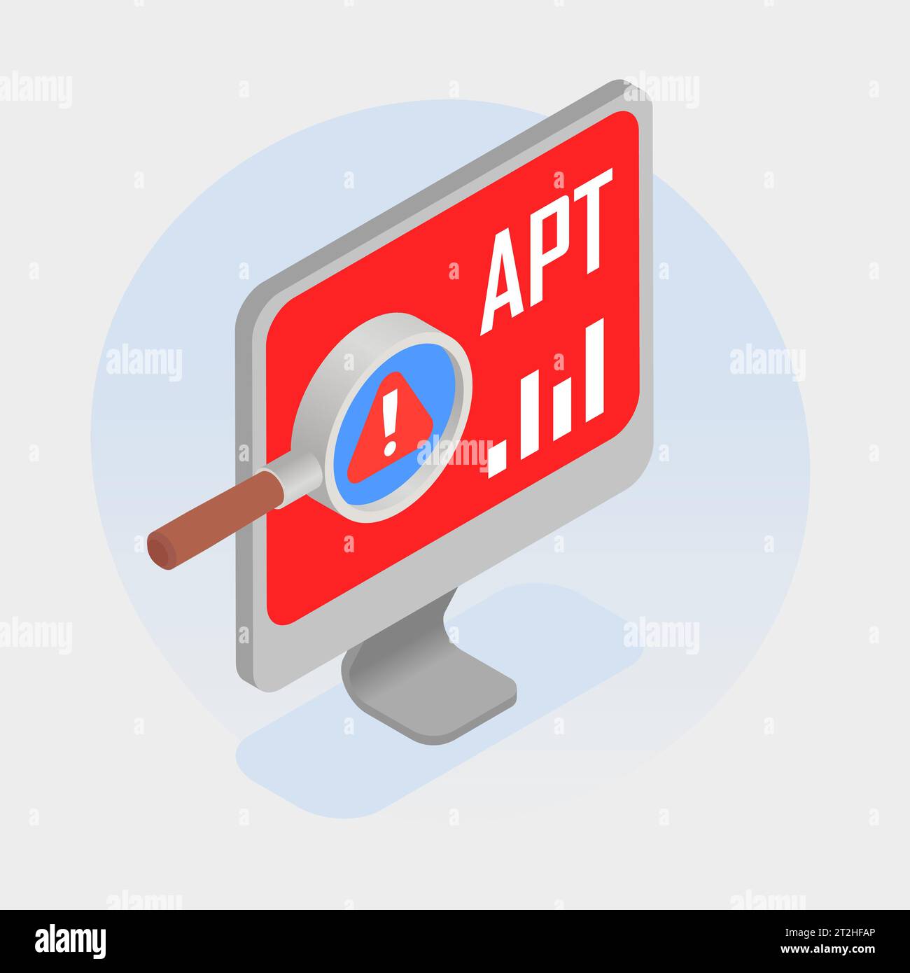 Cyber security isometric concept with computer monitor and hacker attack alert vector ...