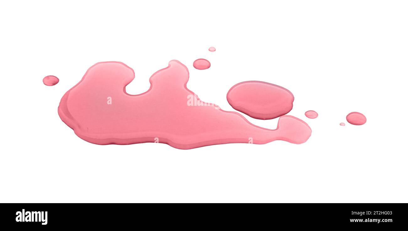 Puddle of red liquid on white background Stock Photo - Alamy