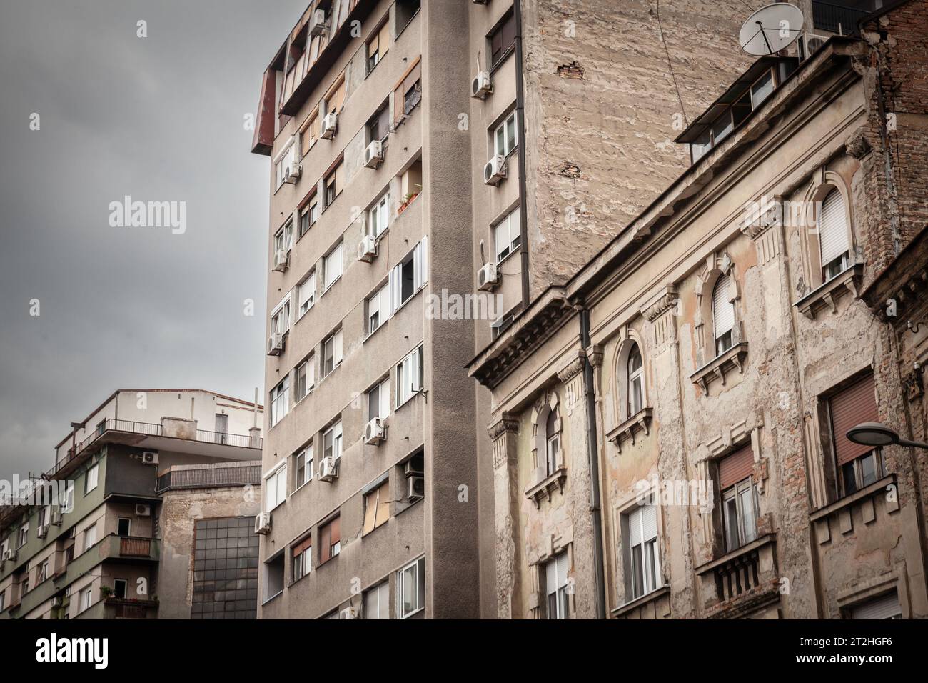 Picture of the facade of an abandoned building seen from afar needing ...