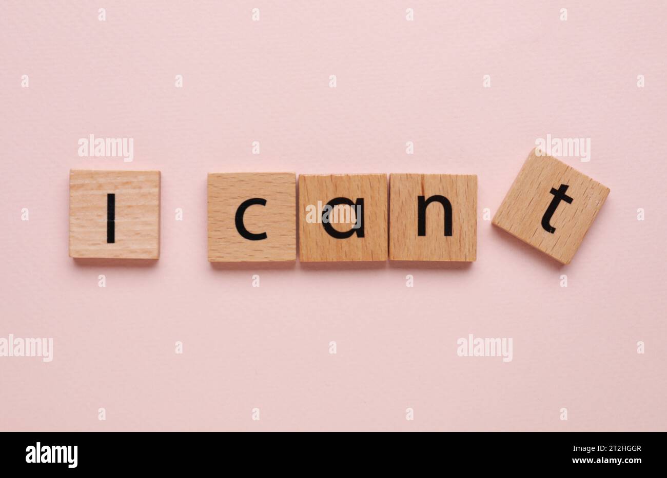 Motivation concept. Changing phrase from I Can't into I Can by removing ...