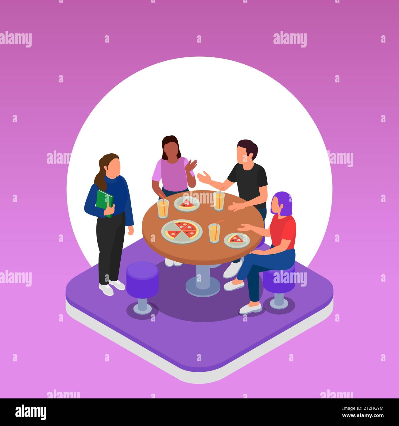 Teenagers concept with active life symbols isometric vector ...