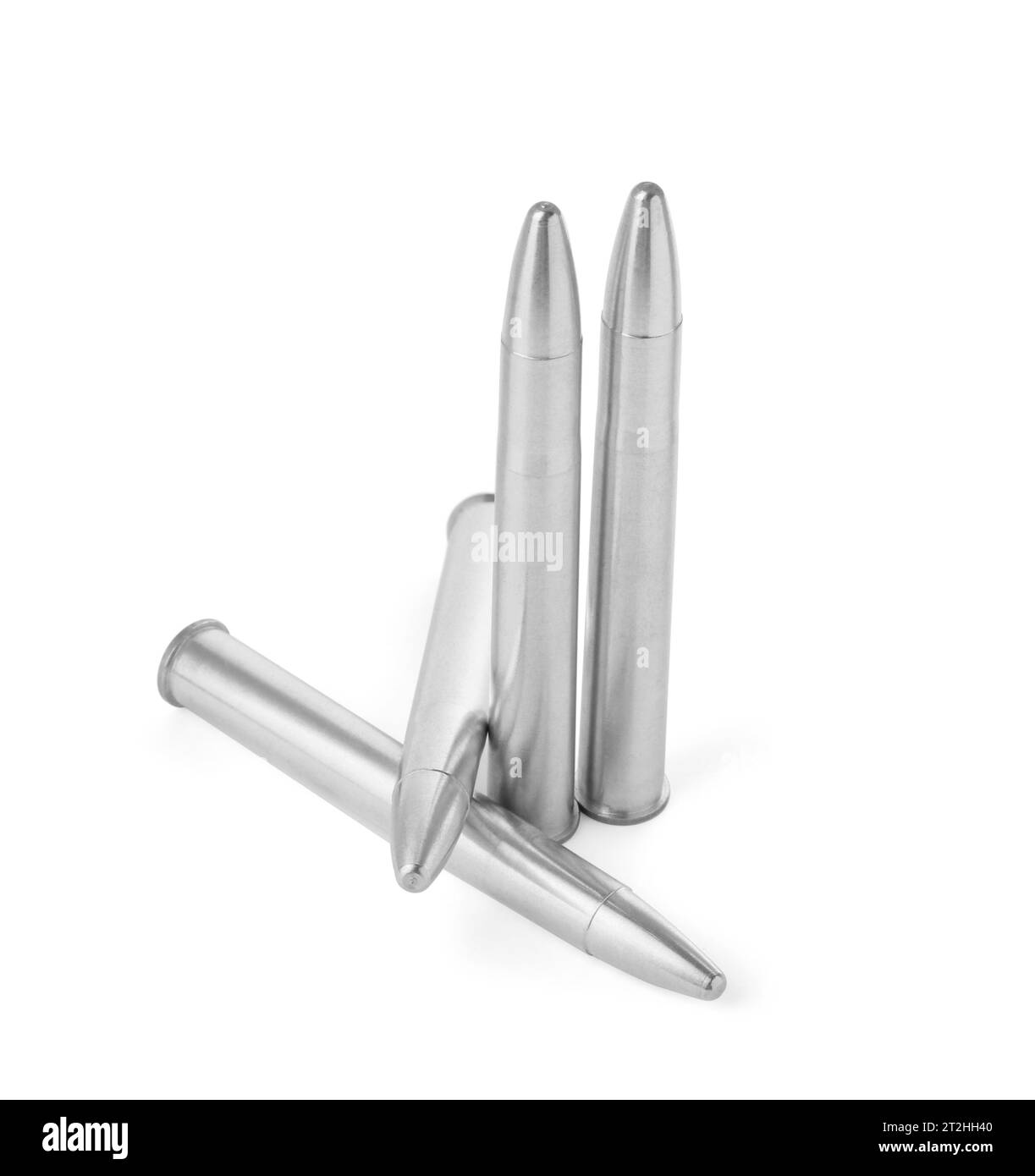 Metal bullets isolated on white. Military ammunition Stock Photo - Alamy