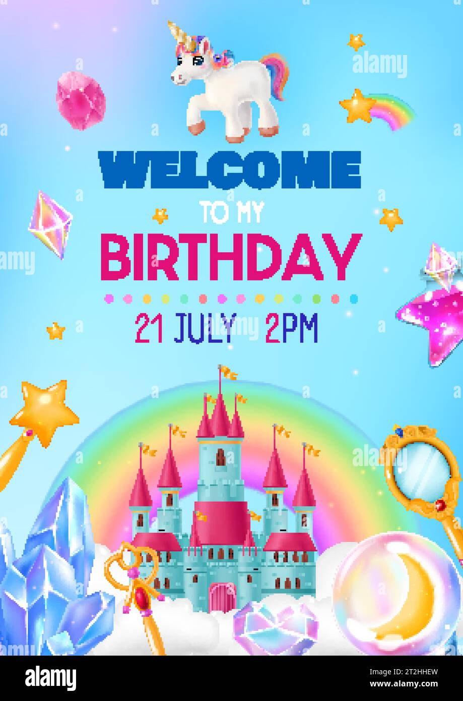 Welcome to birthday invitation card decorated with fantasy magic ...