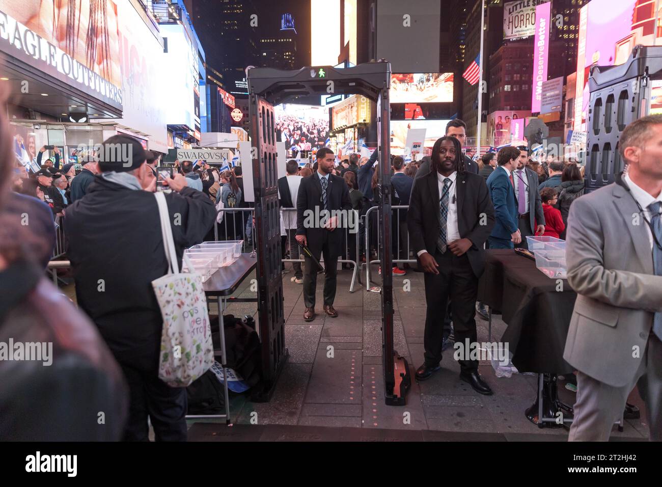 New York, US, October 19, 2023, People gather for a rally in Times ...