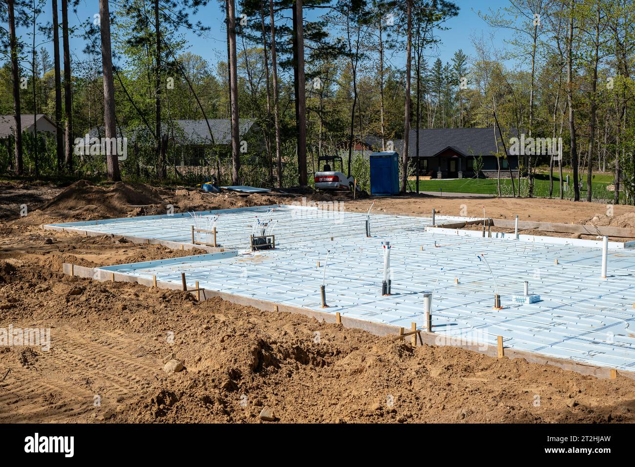 CROW WING CO, MN - 10 MAY 2023: Part of a house construction work site ...