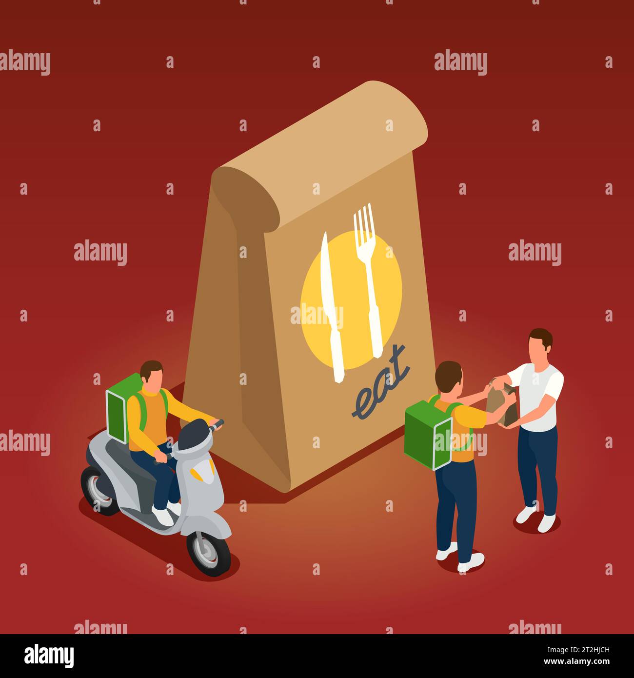 Cloud kitchen service concept with package and delivery symbols ...