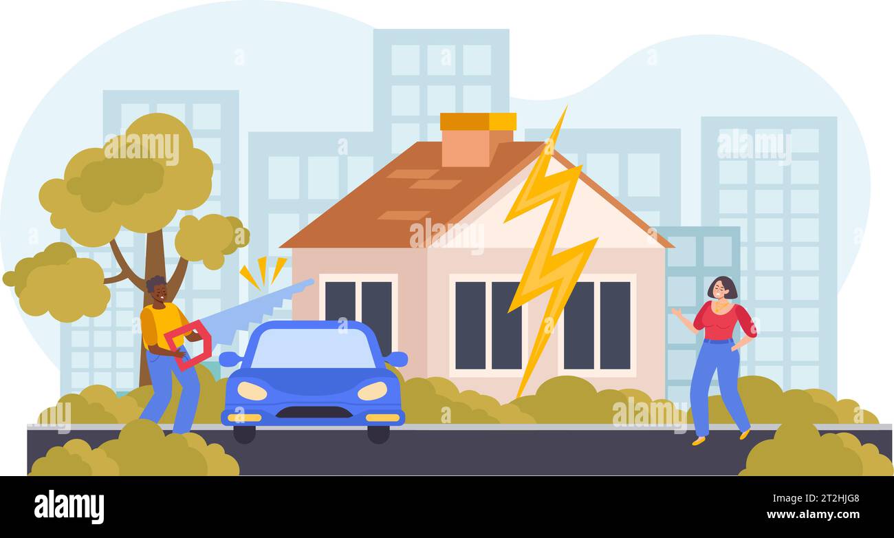 Property Division Flat Composition With Man And Woman Dividing House