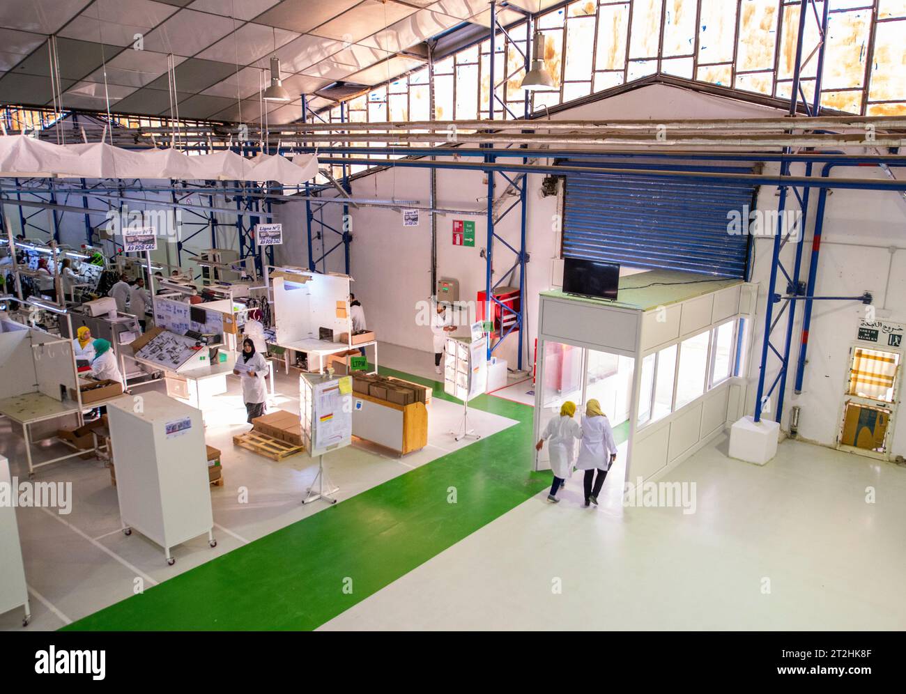 Africa, Tunisia, Bizerte. Assembly line at the Leoni Mateur German car ...