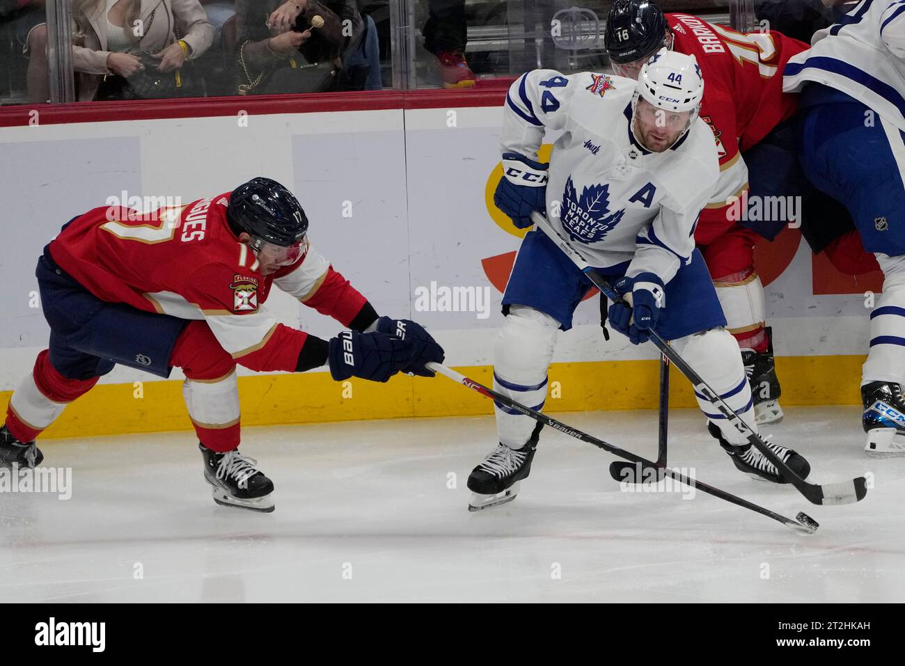 Florida Panthers center Evan Rodrigues (17) takes control of the puck ...