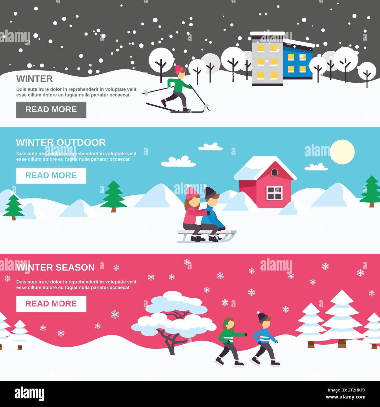 Winter season outdoor activities for children 3 flat interactive ...