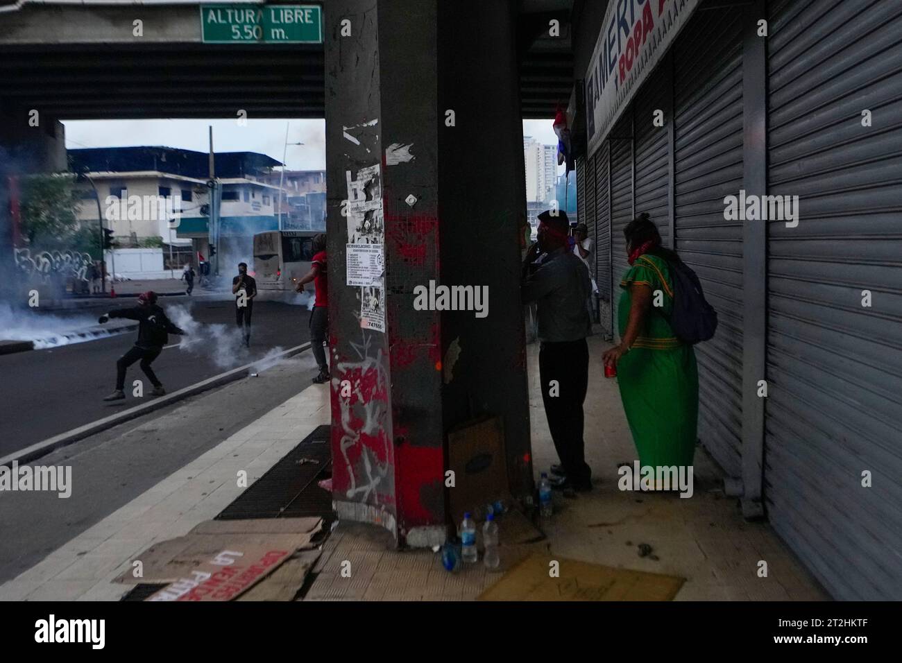 Demonstrators clash with police during a protest outside the National ...