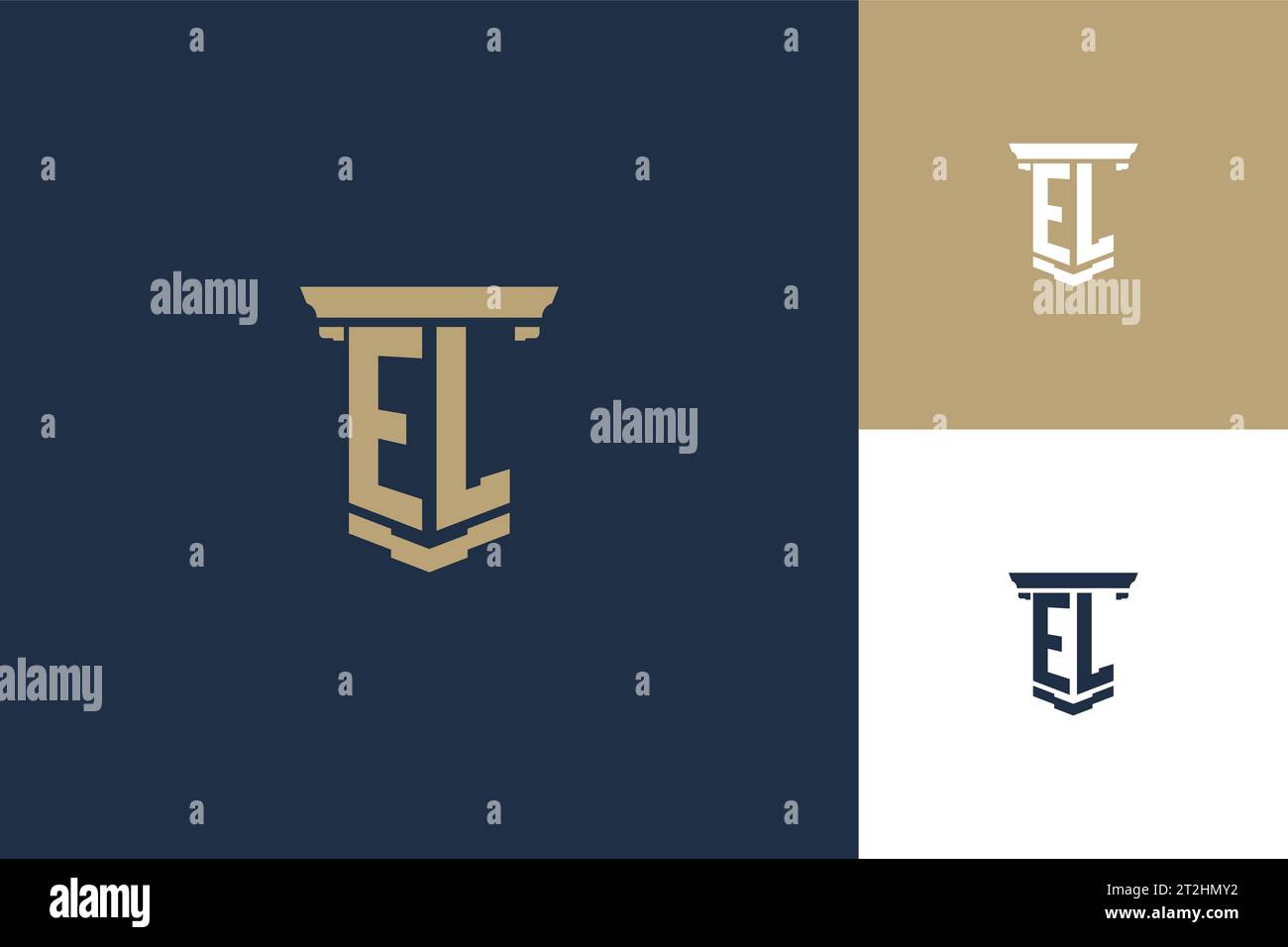 EL monogram initials logo design with pillar icon. Attorney law logo design inspiration Stock ...