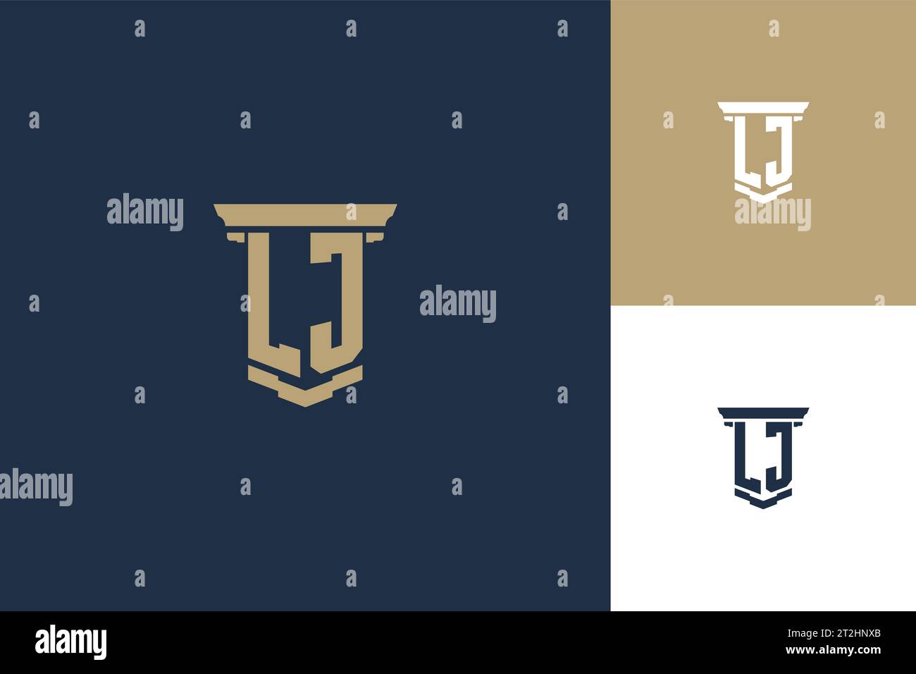 LJ monogram initials logo design with pillar icon. Attorney law logo design inspiration Stock ...