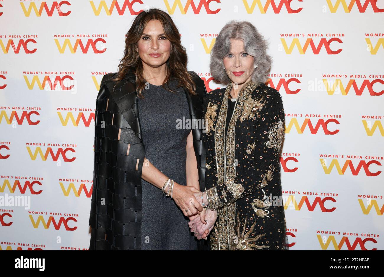 Mariska Hargitay, left and Jane Fonda attend the Women's Media Awards ...